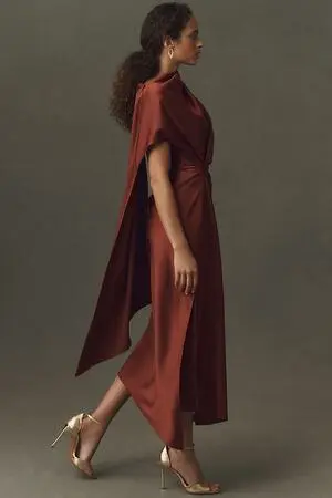 DE LA VALI Lunessa Satin Midi Dress