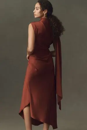 DE LA VALI Lunessa Satin Midi Dress
