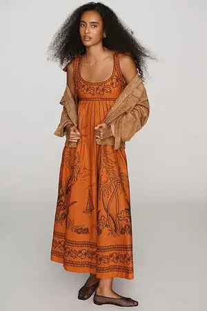 ALEMAIS Boathouse Ballet Linen Dress - Orange