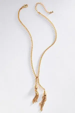 Anthropologie Wrap Fringe Necklace - Gold