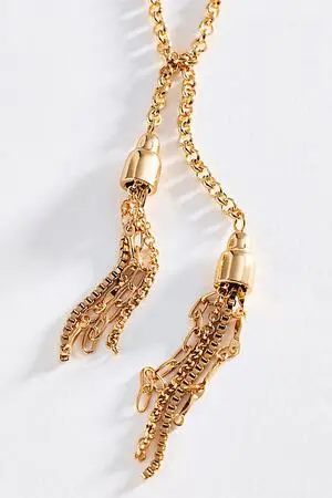 Anthropologie Wrap Fringe Necklace - Gold