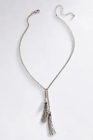 Anthropologie By Anthropologie Wrap Fringe Necklace Silver