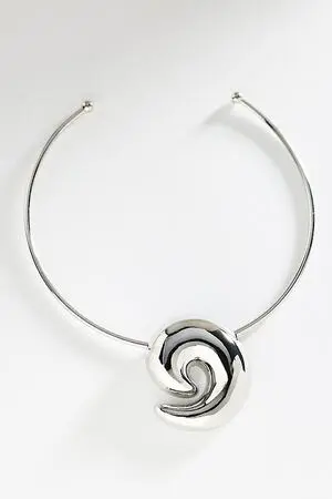 Anthropologie Chunky Swirl Collar Necklace - Silver
