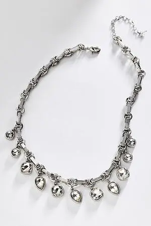 Anthropologie Bezel Pendant Necklace - Silver