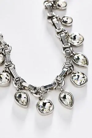 Anthropologie Bezel Pendant Necklace - Silver