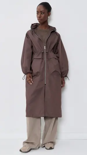 MEIMEIJ Techno Long Jacket With Hood And Drawstring Waist
