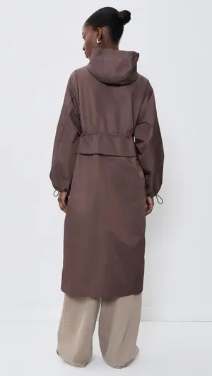 MEIMEIJ Techno Long Jacket With Hood And Drawstring Waist