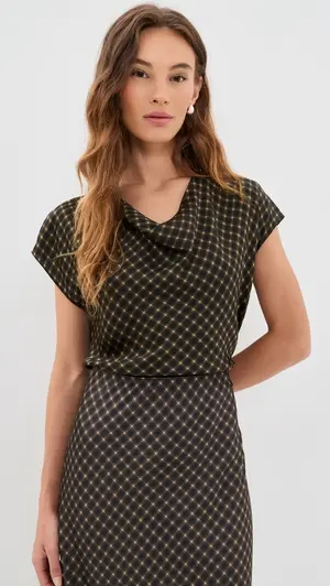 Vince Ombre Plaid Silk Blouse