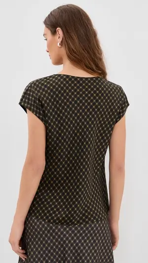 Vince Ombre Plaid Silk Blouse