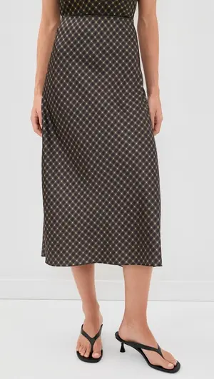 Vince Plaid Slip Midi Skirt