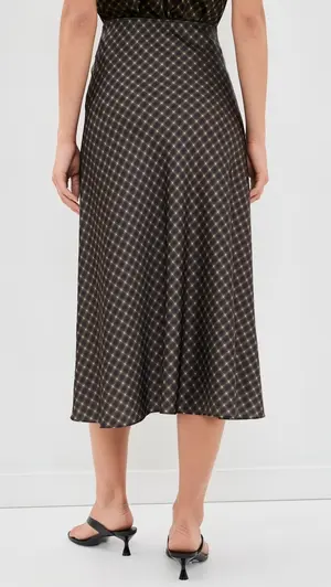 Vince Plaid Slip Midi Skirt