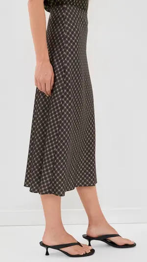 Vince Plaid Slip Midi Skirt