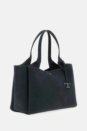 TOD'S Suede Leather Bag With Two Handles And Pendant - Blue