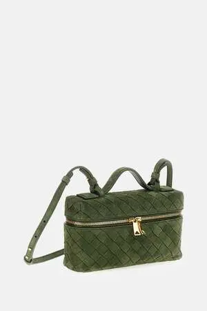 Bottega Veneta Suede Vanity Case Bag - Verde