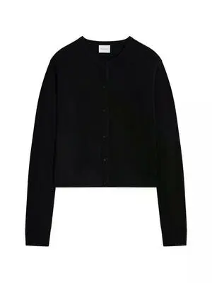 Closed Crew-neck Long-sleeve Cardigan - Black
