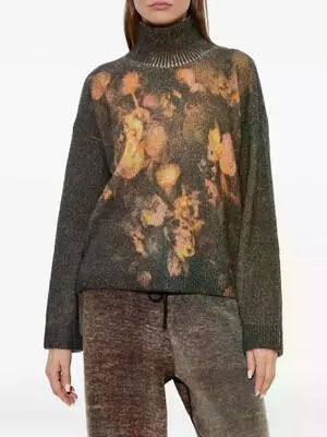 DIESEL® Floral Print High Neck Sweater