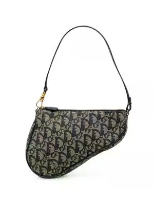 Dior Christian Dior 2001 Mini Diorissimo Canvas Saddle Pochette Shoulder Bag Blue
