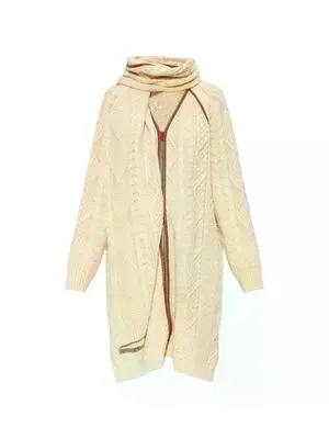 DIESEL® Cable-knit Coat With Leather Trim