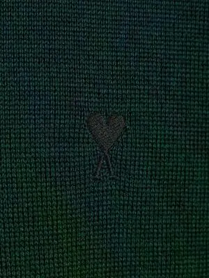AMI Paris Crew Neck Wool Sweater With De Coeur Embroidery