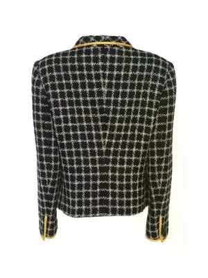 Versace Tweed Checked Jacket With Yellow Piping