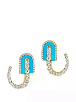 U LOS ANGELES Diamond And Turquoise Huggie Earrings - Gold