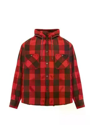 DIESEL® Distressed-hooded Shirt In Check Flannel