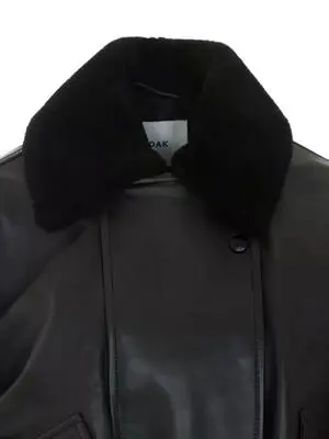 IVY OAK Laila Lane Shearling-Collar Leather Jacket Black