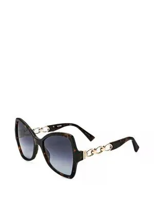 Moschino Tortoiseshell-effect Chain-link Oversized-frame Sunglasses - Brown