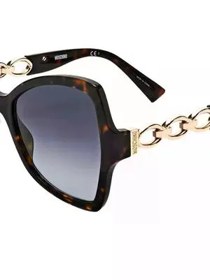 Moschino Tortoiseshell-effect Chain-link Oversized-frame Sunglasses