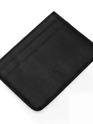 AMI Paris Cowhide Leather Card Holder With De Coeur