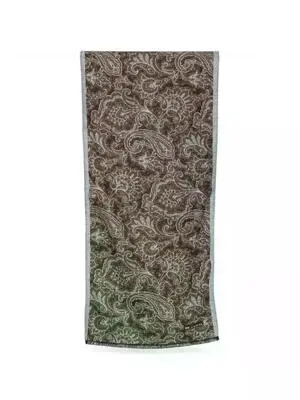 Kiton Paisley-print Frayed Scarf - Brown