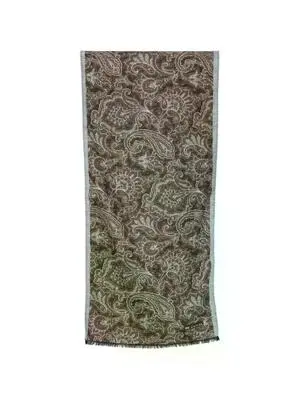 Kiton Paisley-print Frayed Scarf - Brown