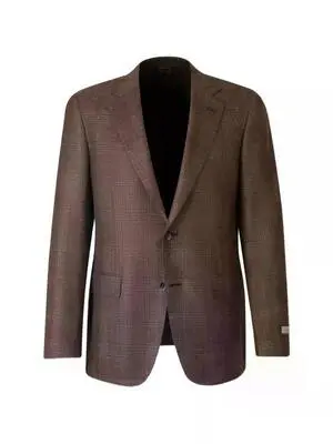 Canali Check-pattern Notched-lapels Jacket - Brown