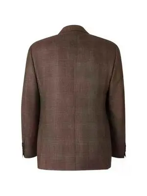 Canali Check-pattern Notched-lapels Jacket - Brown