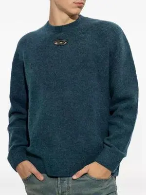 DIESEL® Wool & Alpaca Blend Jumper With Embroidered Oval D Logo