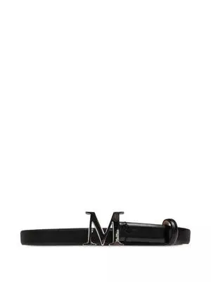 Max Mara Logo Plaque Leather Belt - Black