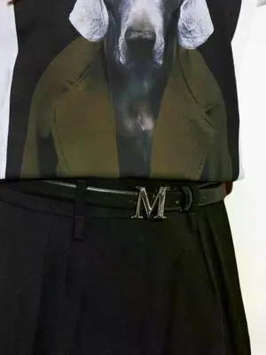 Max Mara Logo Plaque Leather Belt