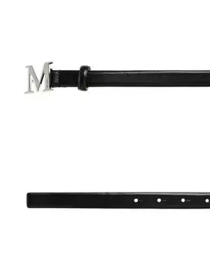 Max Mara Logo Plaque Leather Belt - Black