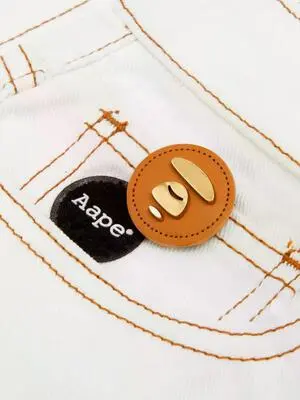 AAPE BY *A BATHING APE Logo Print Raw-cut Hem Shorts