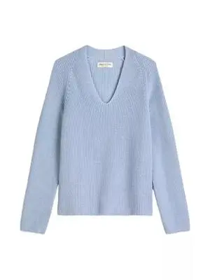 Marc O'polo V-neck Ribbed Knit Sweater - Blue