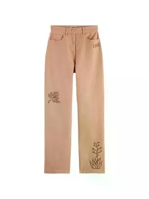 Scotch & Soda Embroidered Straight-leg Jeans - Neutrals