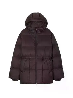 Closed Hooded Quilted Jacket - Brown