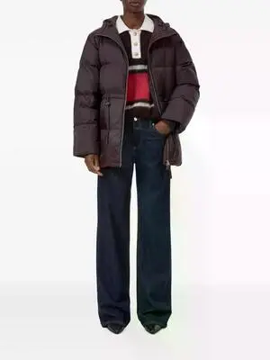 Closed Hooded Quilted Jacket - Brown