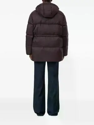 Closed Hooded Quilted Jacket - Brown