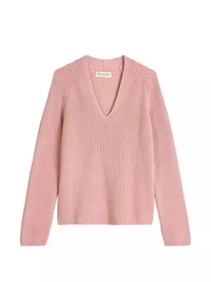 Marc O'polo Ribbed Knit V-neck Sweater - Pink