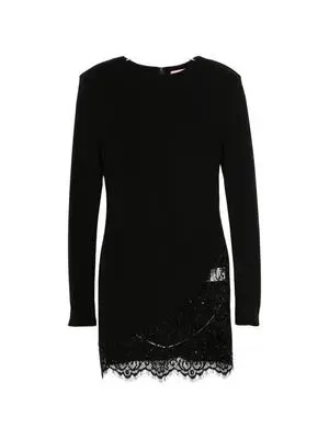 TWENTY FOURHAITCH Lace-panelled Sequin-embellished Mini Dress - Black