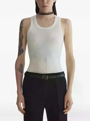 MUGLER Off- Ribbed Tank Top - White