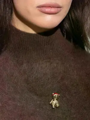 Max Mara Metal Teddy Bear Brooch Skin Dore - Gold