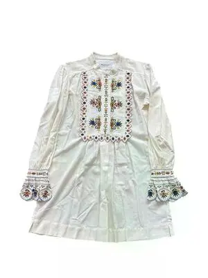 MARANT ETOILE Embroidered Ruffled-cuff Mini Dress