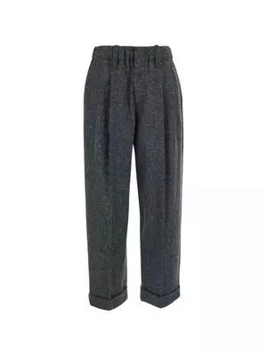Brunello Cucinelli Pleated Turn-up Trousers - Grey